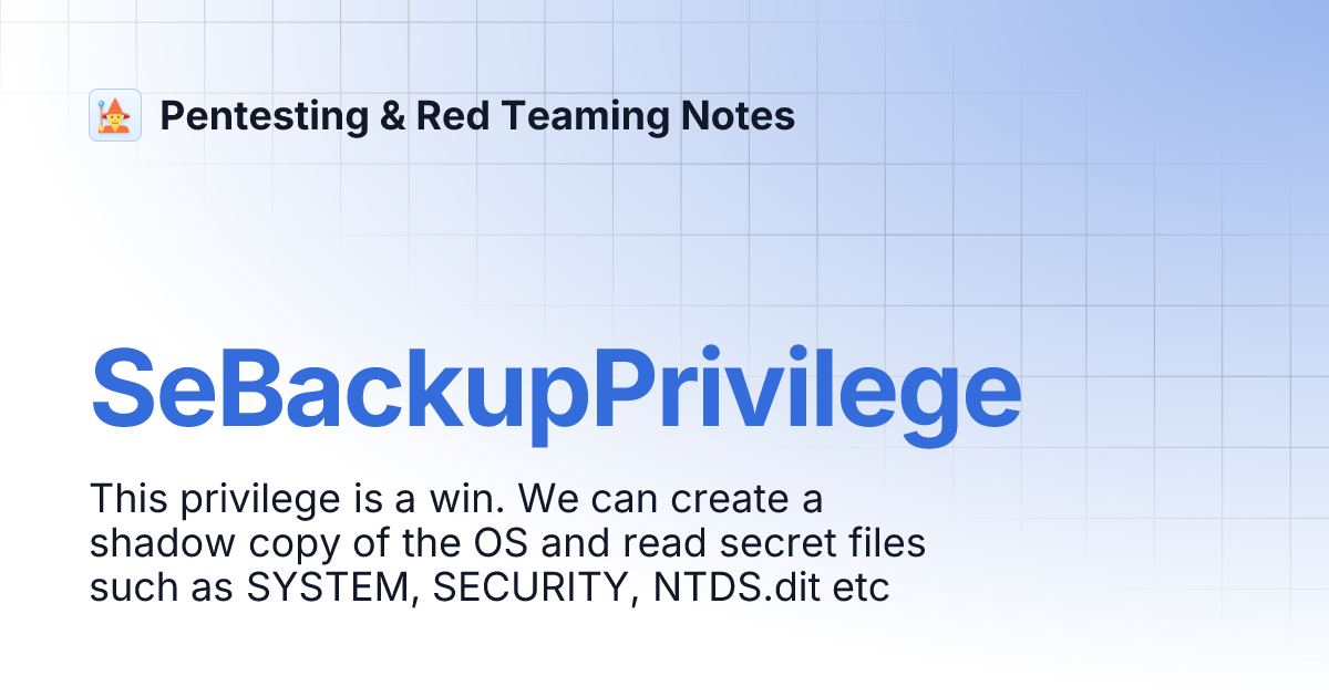 SeBackupPrivilege | Pentesting & Red Teaming Notes